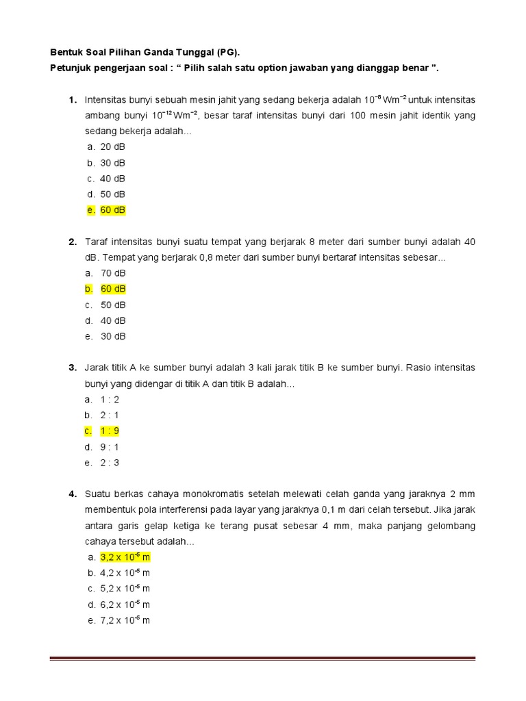 LATIHAN SOAL Dan KUNCI JAWABAN PAT FISIKA KELAS XI | PDF