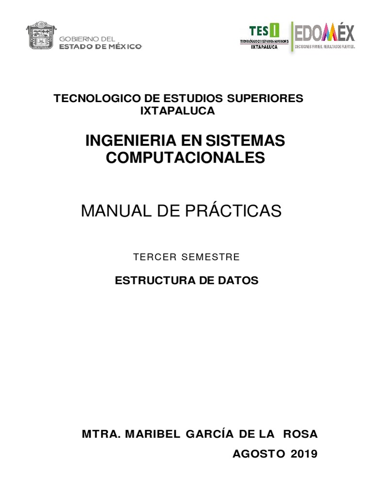 Manual de Practicas Estructura de Datos | PDF | Algoritmos | Lenguaje de programación