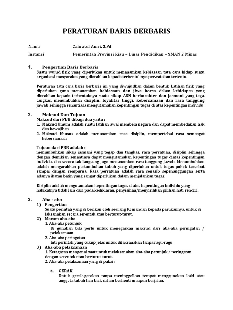 Peraturan Baris Berbaris | PDF
