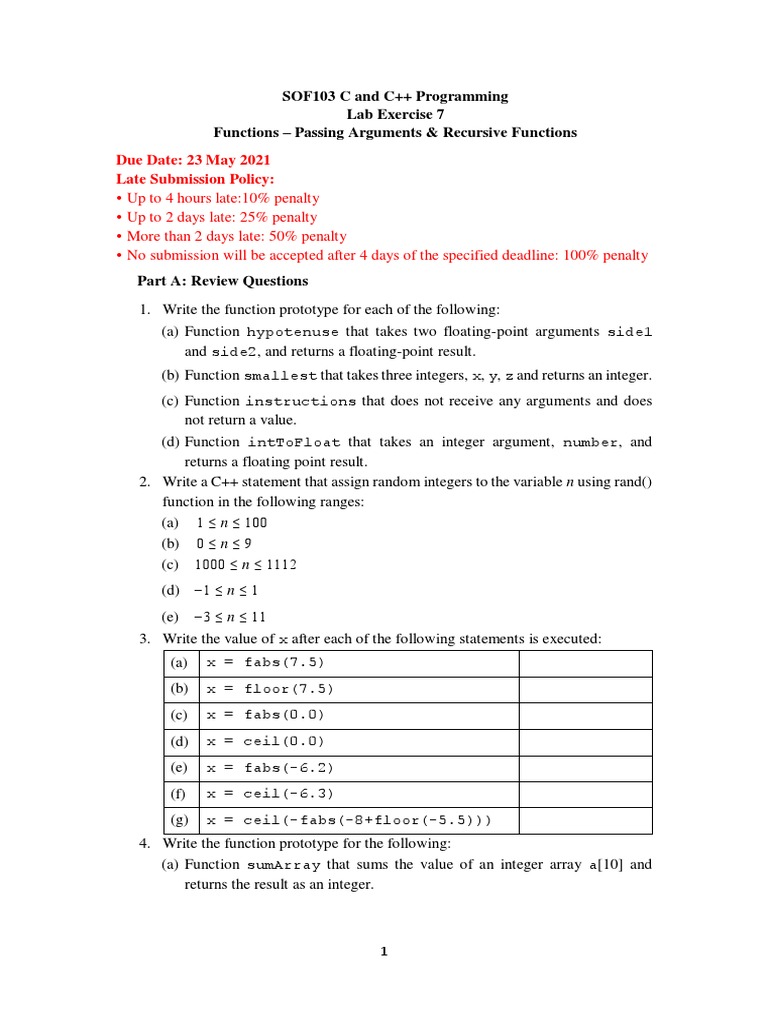 Lab 07 Functions Pdf Parameter Computer Programming Function Mathematics