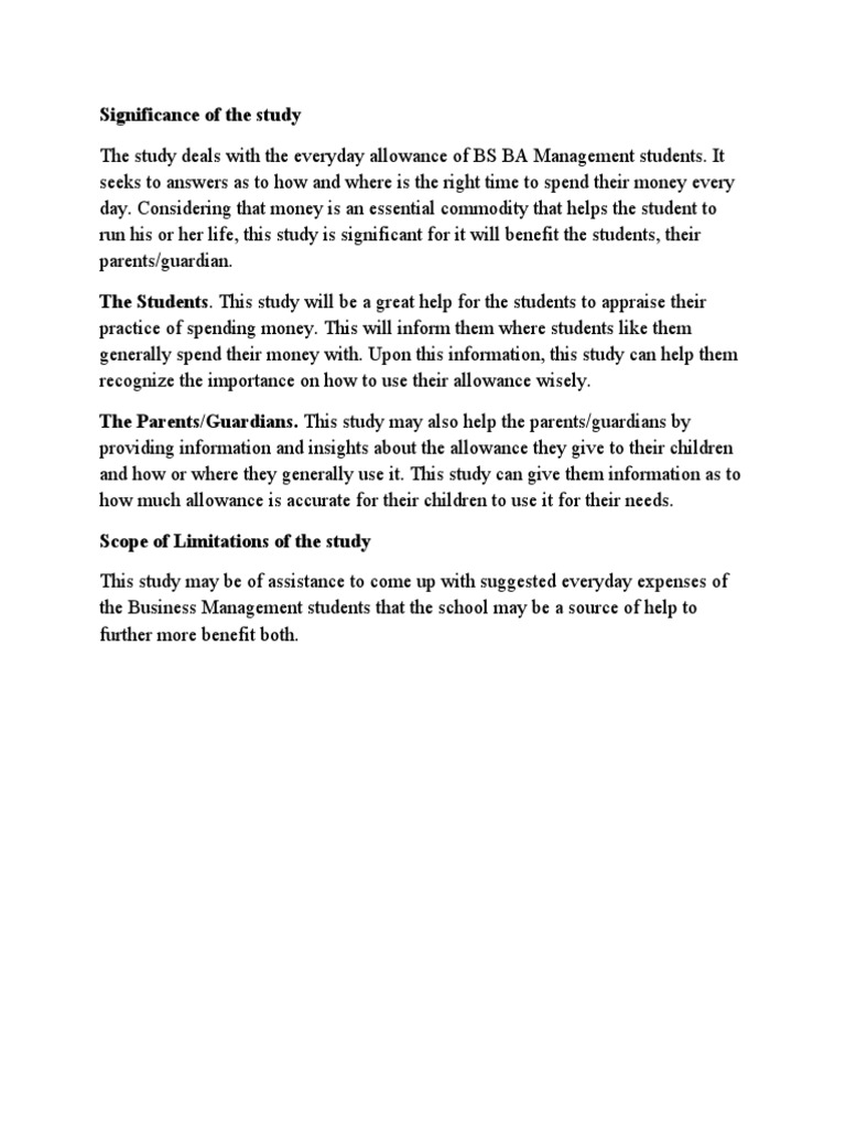 Significance of The Study | PDF | Money | Economies