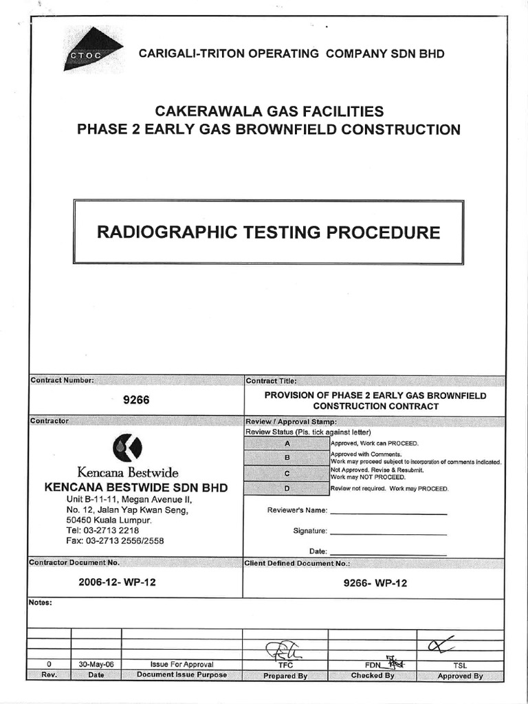 Radiographic Testing Procedure | PDF