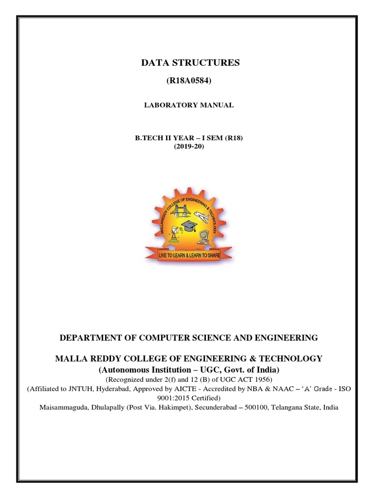 Data Structures Lab | Download Free PDF | Engineering | Algorithms And ...