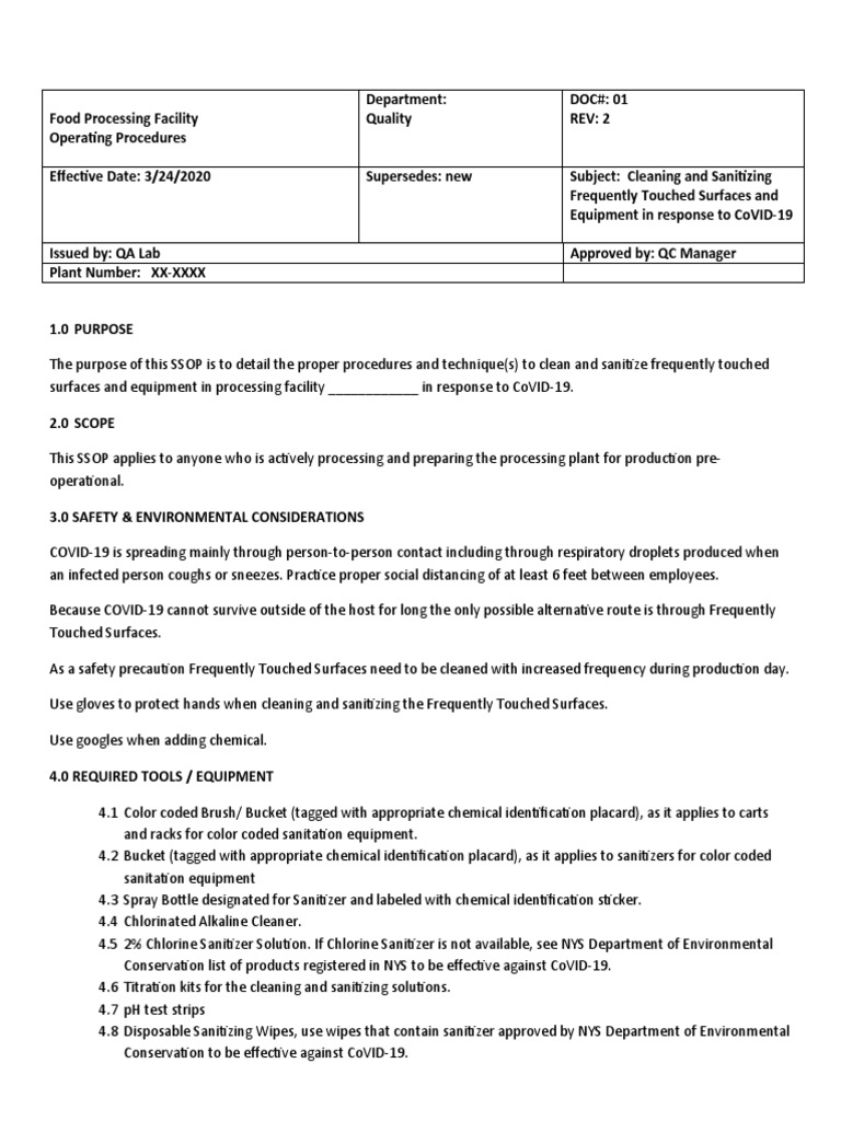 Ssop Covid Cleaning and Sanitizing Frequently Touched Surfaces 04232020 ...