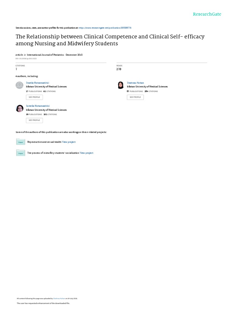 The Relationship Between Clinical Competence and Clinical Self-Efficacy Among Nursing and ...