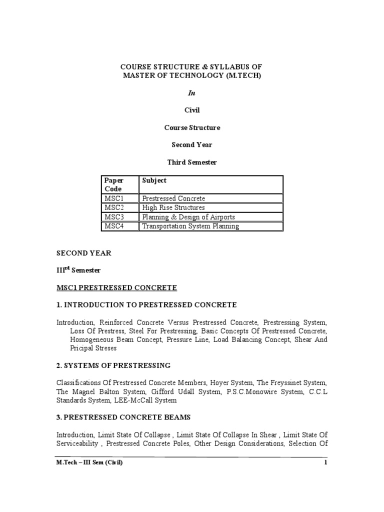 KSOU Distance M Tech Civil Engineering Sem III Syllabus | PDF | Highway ...
