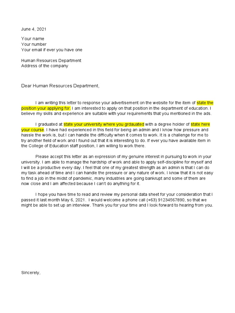 Liham Pang-Apply Sa Trabaho | PDF