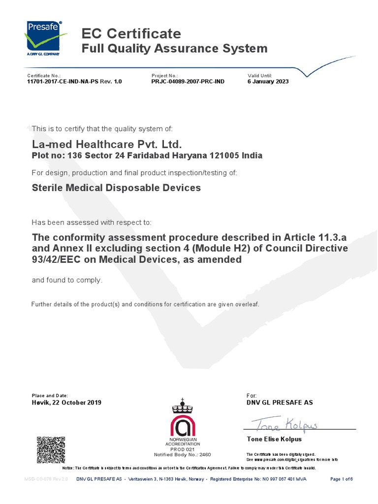 Lamed CE Certificate | PDF | Medical Equipment | Clinical Medicine