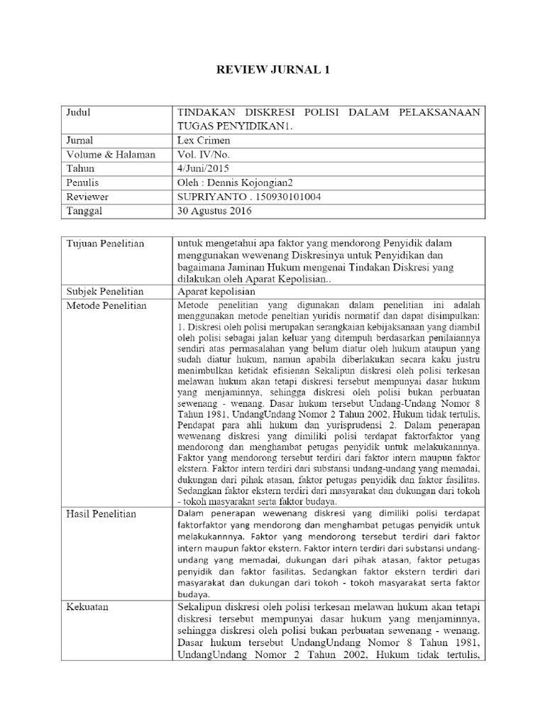 Contoh Review Jurnal | PDF