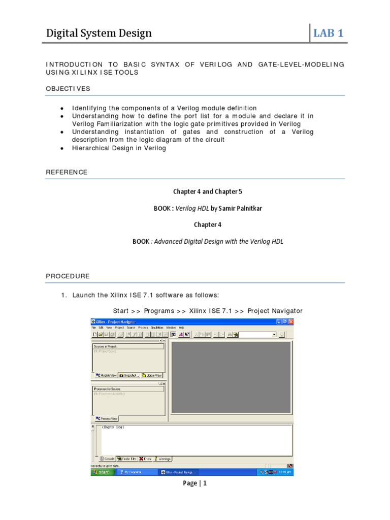 Digital System Design LAB 1 Introduction | PDF | Hardware Description Language | Digital Electronics