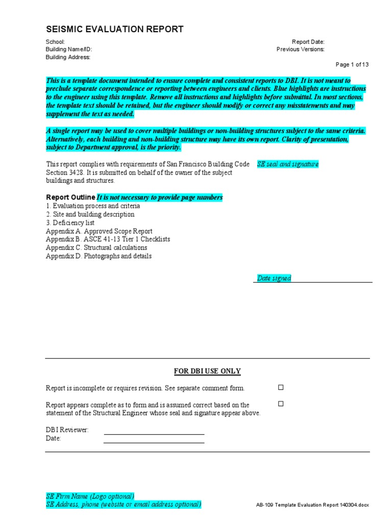 Seismic Evaluation Template | PDF | Basement | Masonry