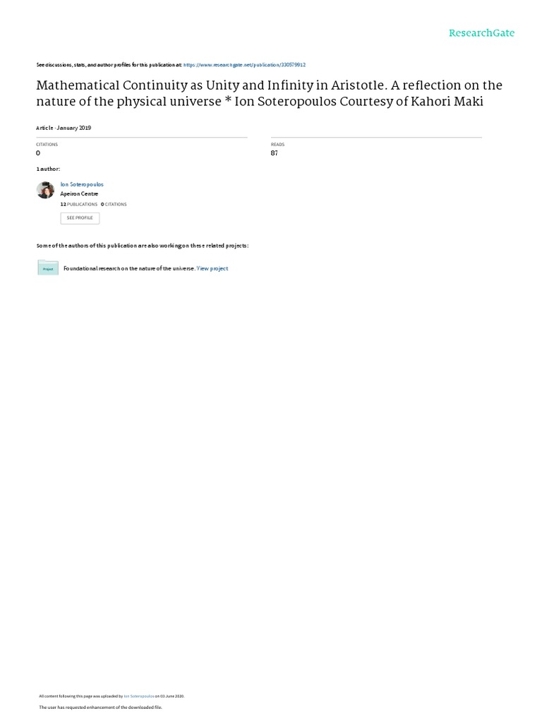 Mathemtical Continuity in Aristotle | PDF | Infinity | Sphere