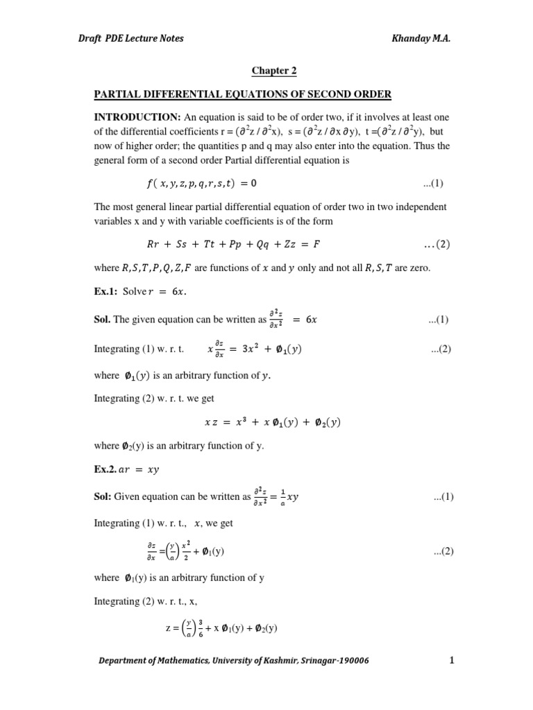 Partial Diff Notes | PDF | Partial Differential Equation | Ordinary ...