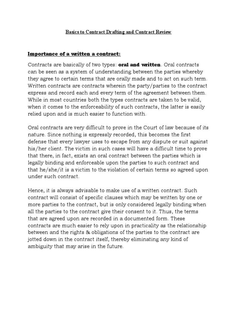 Contract Drafting Basics and Review | PDF | Consideration | Law And ...