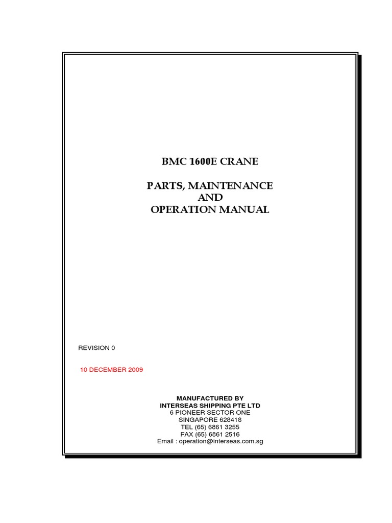 BMC 1600 (Kp20) Volume I | PDF | Crane (Machine) | Bearing (Mechanical)