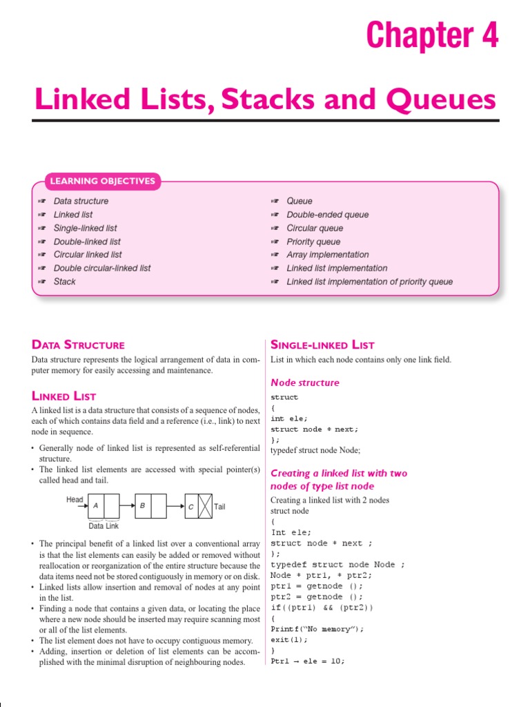 4 Linked List | PDF | Queue (Abstract Data Type) | Pointer (Computer Programming)