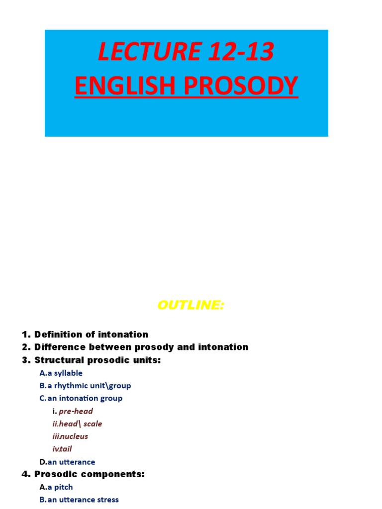 Lecture - 12-13 Prosody | PDF | Stress (Linguistics) | Tone (Linguistics)