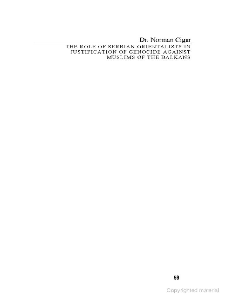 Serbia's Orientalists and Islam - Norman Cigar | PDF