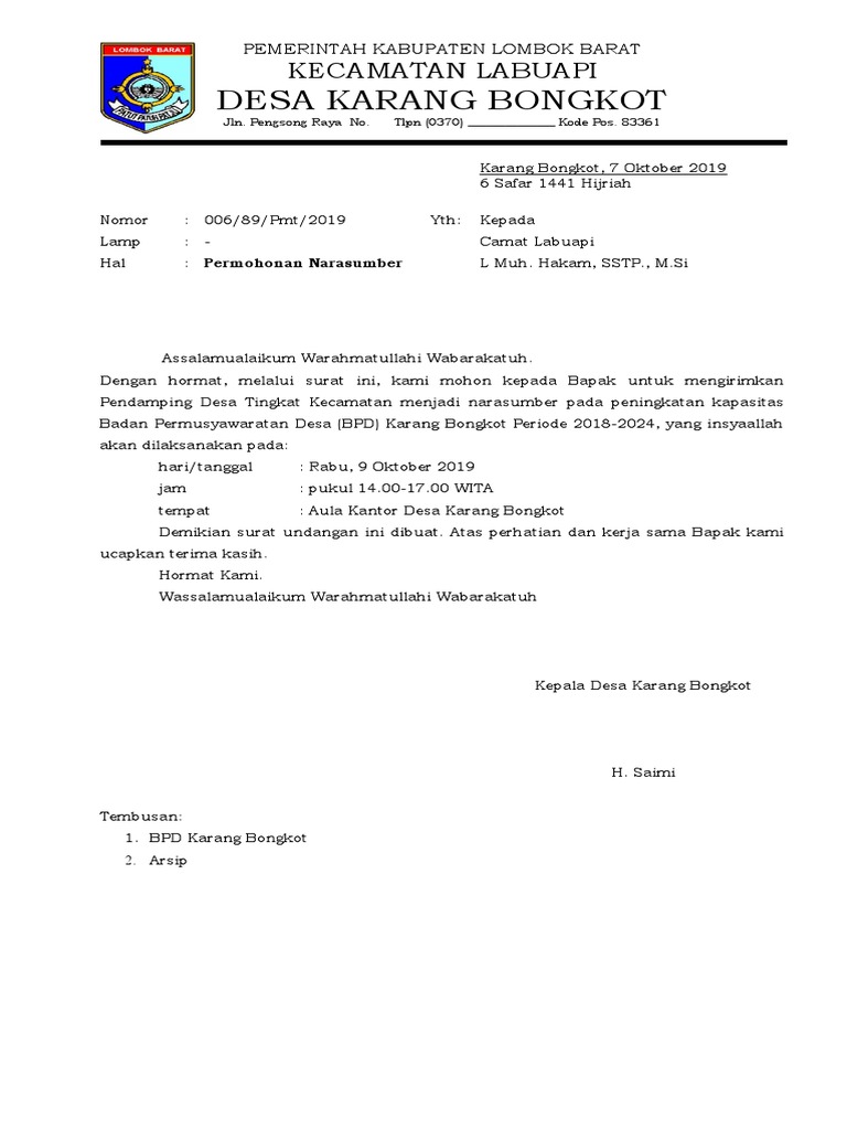 Surat Undangan BPD | PDF