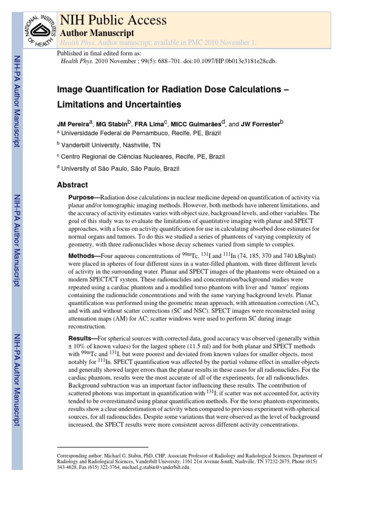 Radiation Dose Analysis | PDF | Nuclear Medicine | Medical Imaging
