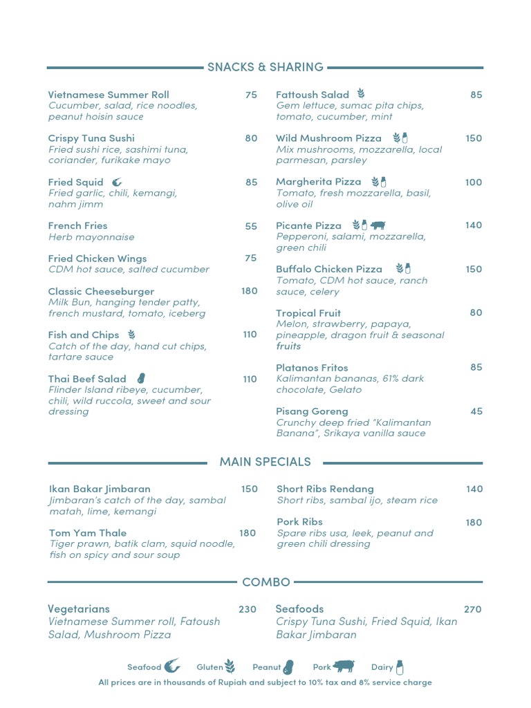 Food Menu Cafe Del Mar | PDF | Salad | Sushi