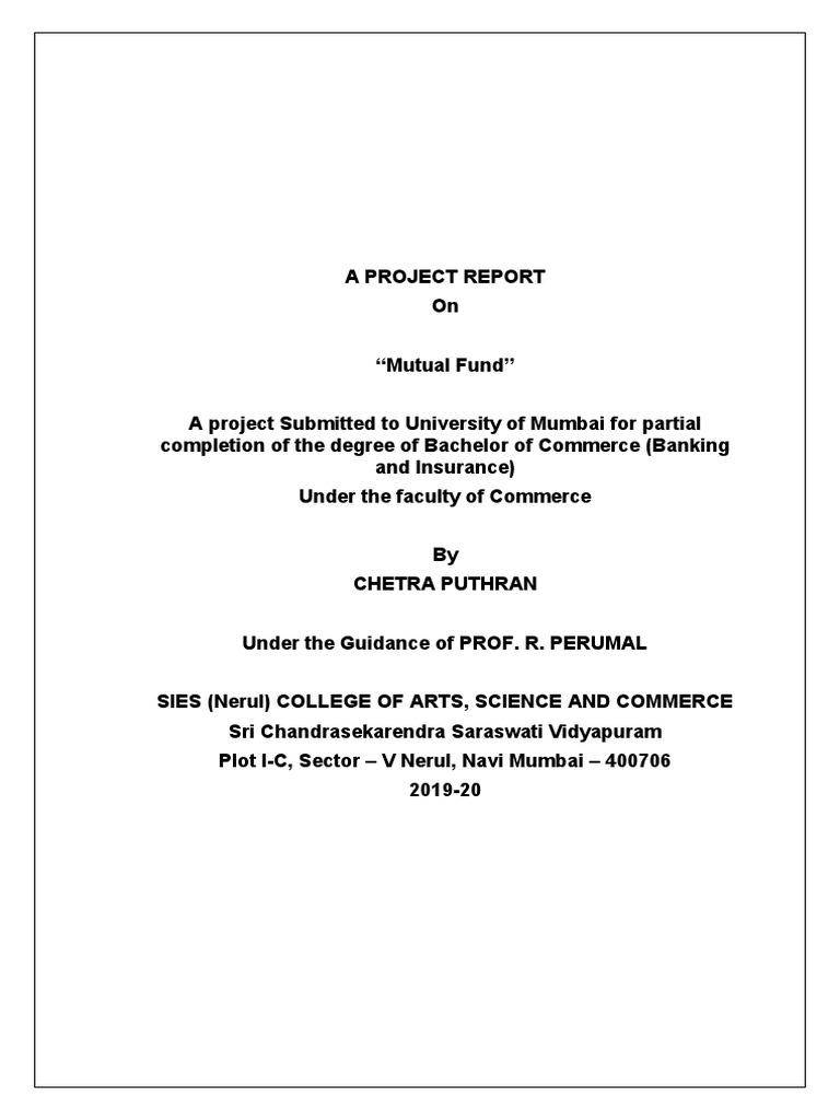 Mutual Fund Project | PDF | Investment Fund | Mutual Funds