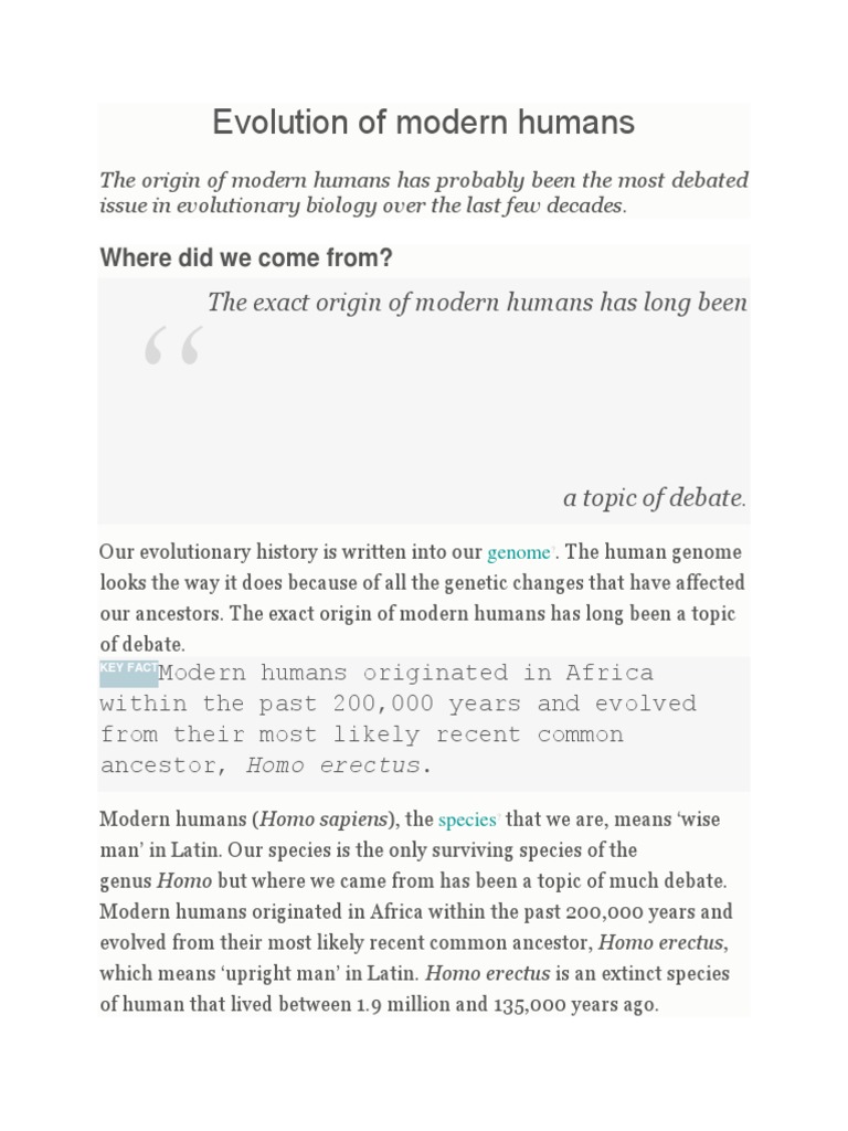 Evolution of Modern Humans | PDF