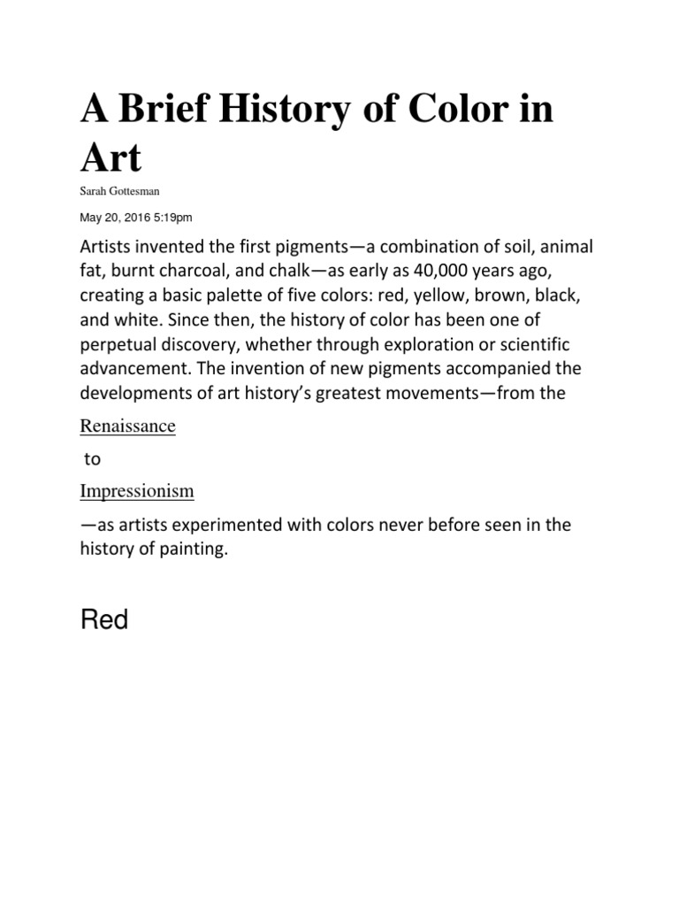 A Brief History of Color in Art | PDF | Claude Monet | Blue