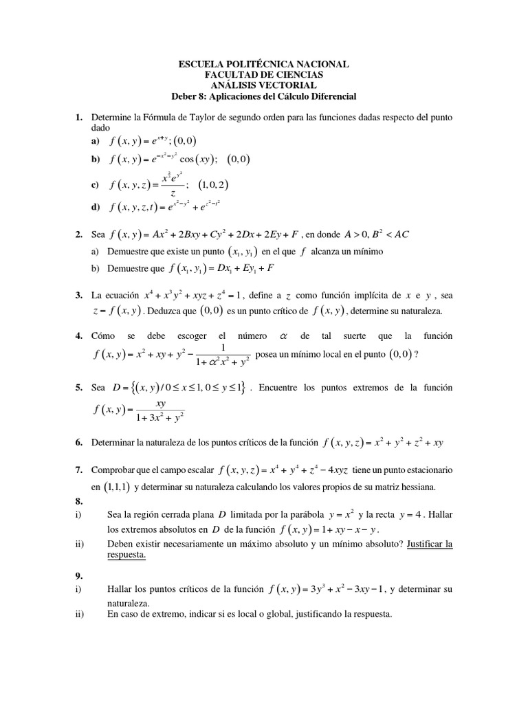 Deber 8 Aplicaciones del Cálculo Diferecnial | PDF | Triángulo | Álgebra