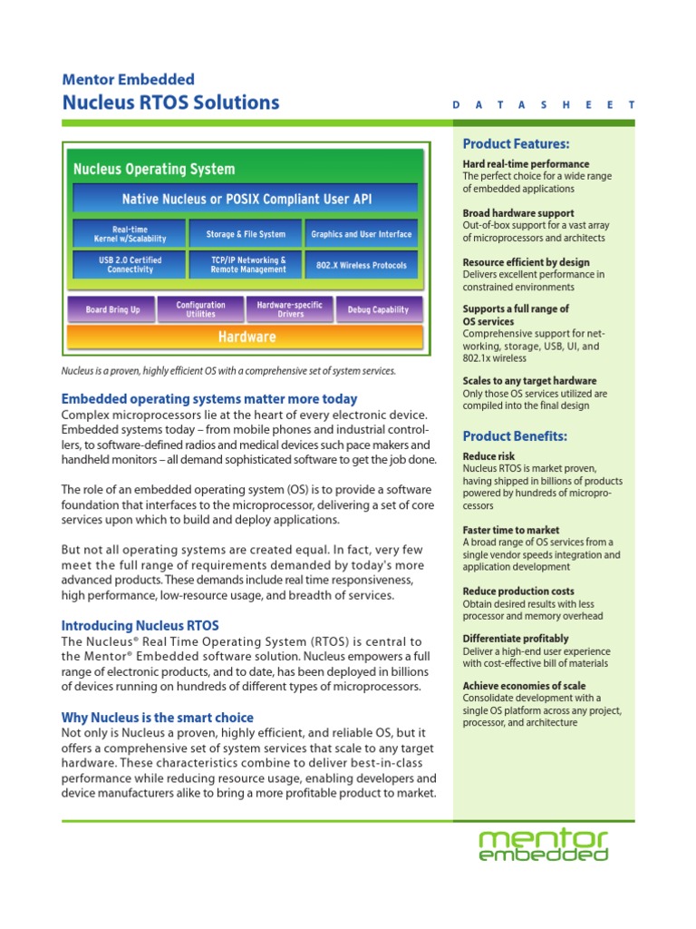 Nucleus OS Brochure | PDF | Embedded System | Kernel (Operating System)