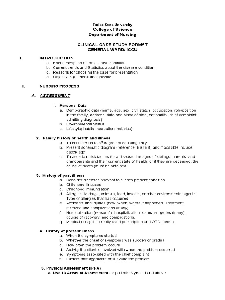 Clinical Case Study Format General Ward 1 | Medical Diagnosis | Surgery