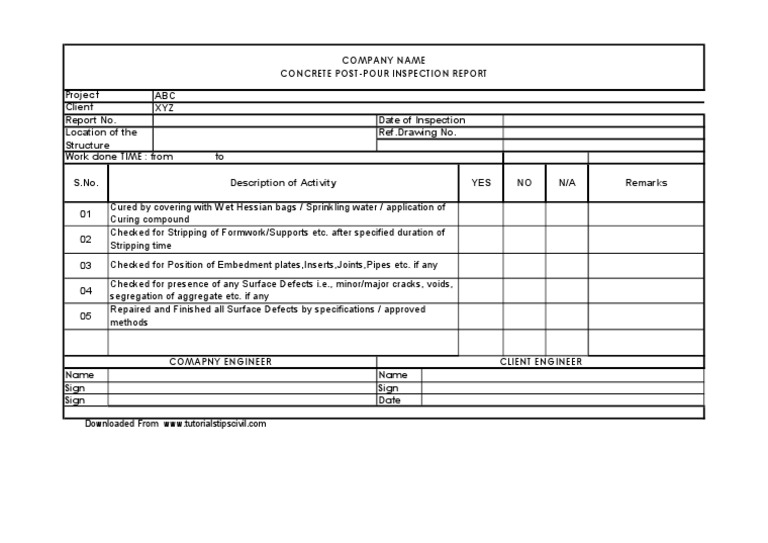 Concrete Post Pour Check List | PDF
