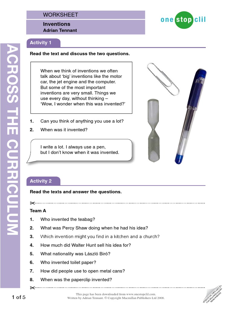 Inventions Inventions: Worksheet | PDF