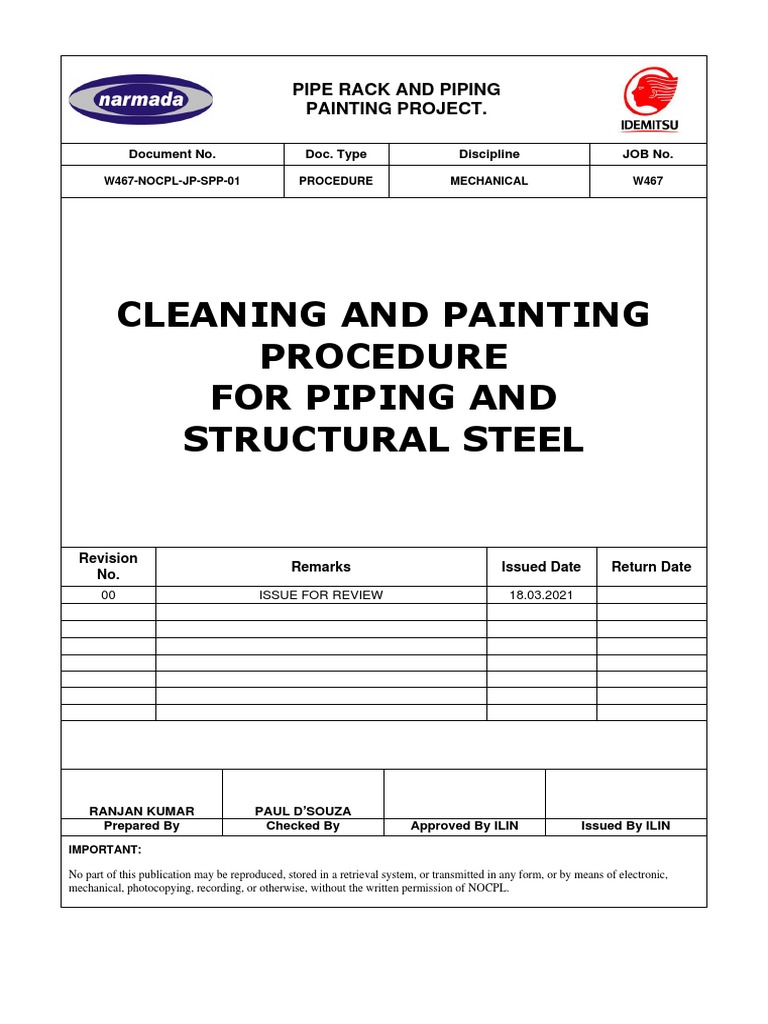 Steel Structure Painting Procedure | PDF | Humidity | Paint