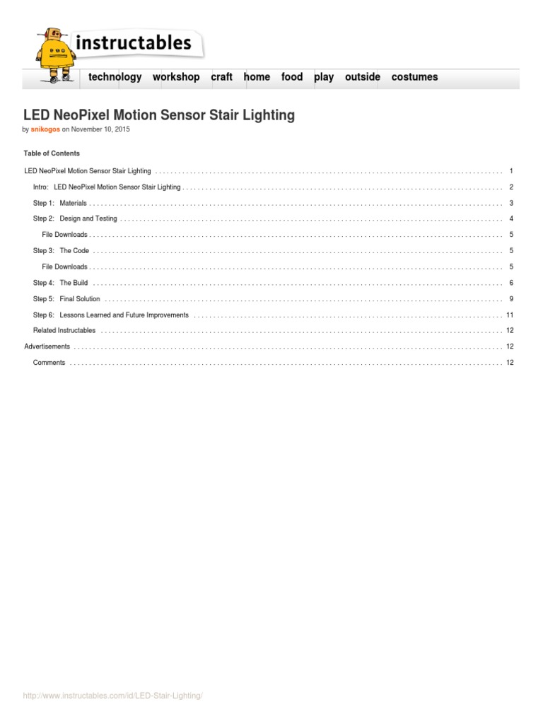 LED Stair Lighting | PDF | Light Emitting Diode | Arduino