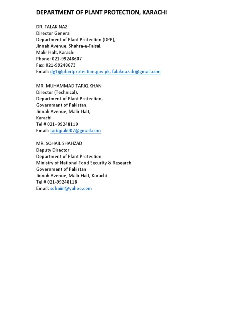 Department of Plant Protection, Karachi | PDF