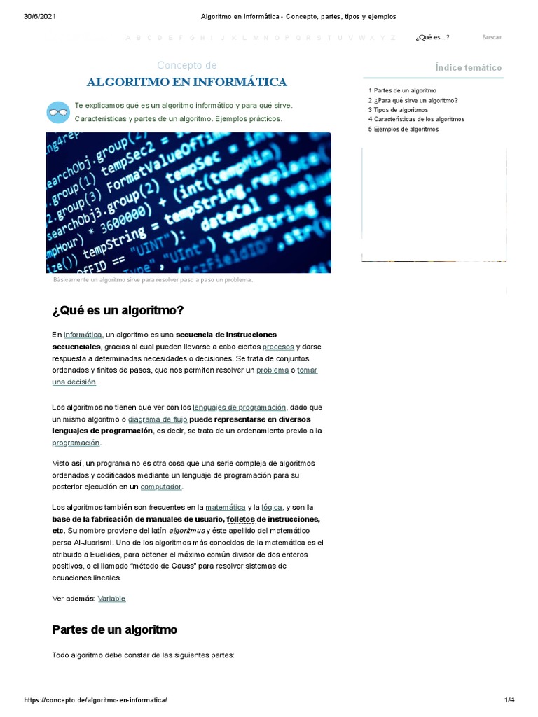 Algoritmo en Informática - Concepto, Partes, Tipos y Ejemplos | PDF ...