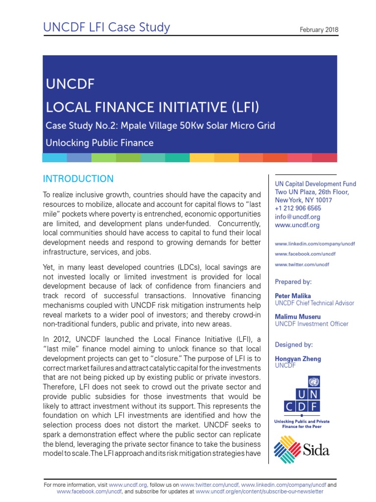 Uncdf Local Finance Initiative (Lfi) | PDF | Economies | Business