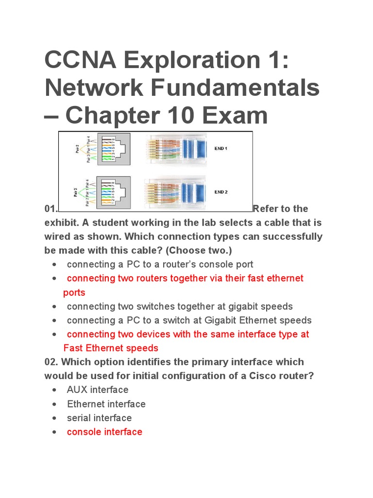 Ccna Exploration 1 Chapter 10 Exam Questions Pdf Computer Network
