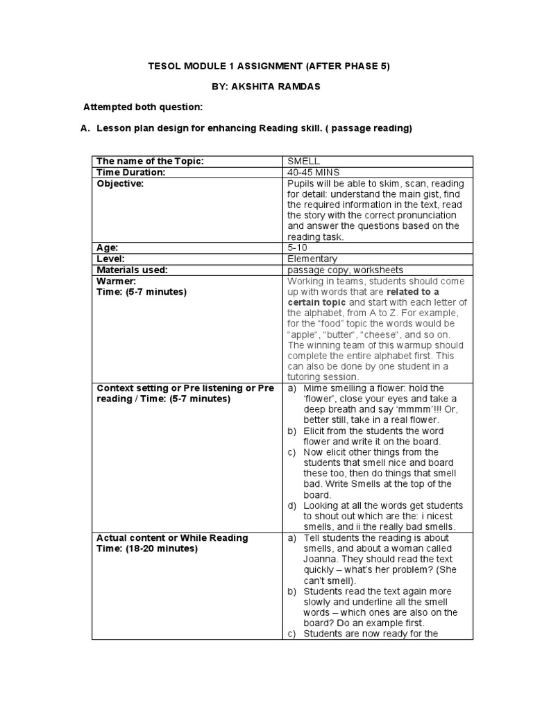 Tesol Module 1 Assignment | PDF | Classroom | Teachers