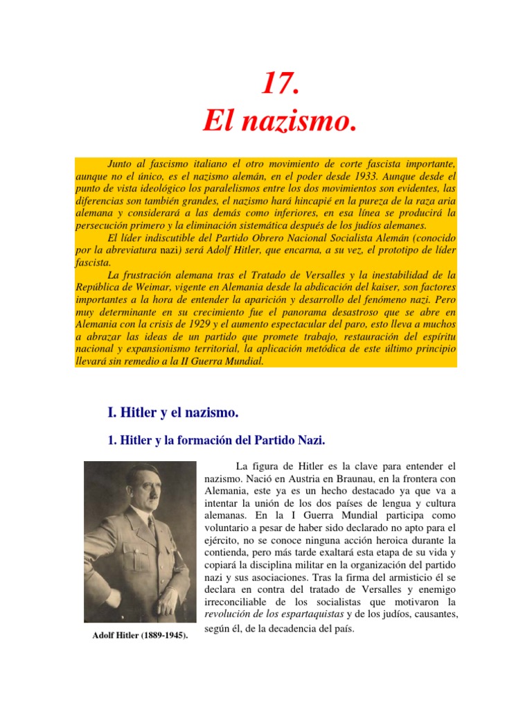 El ascenso del nazismo en Alemania | PDF | Alemania nazi | Adolf Hitler