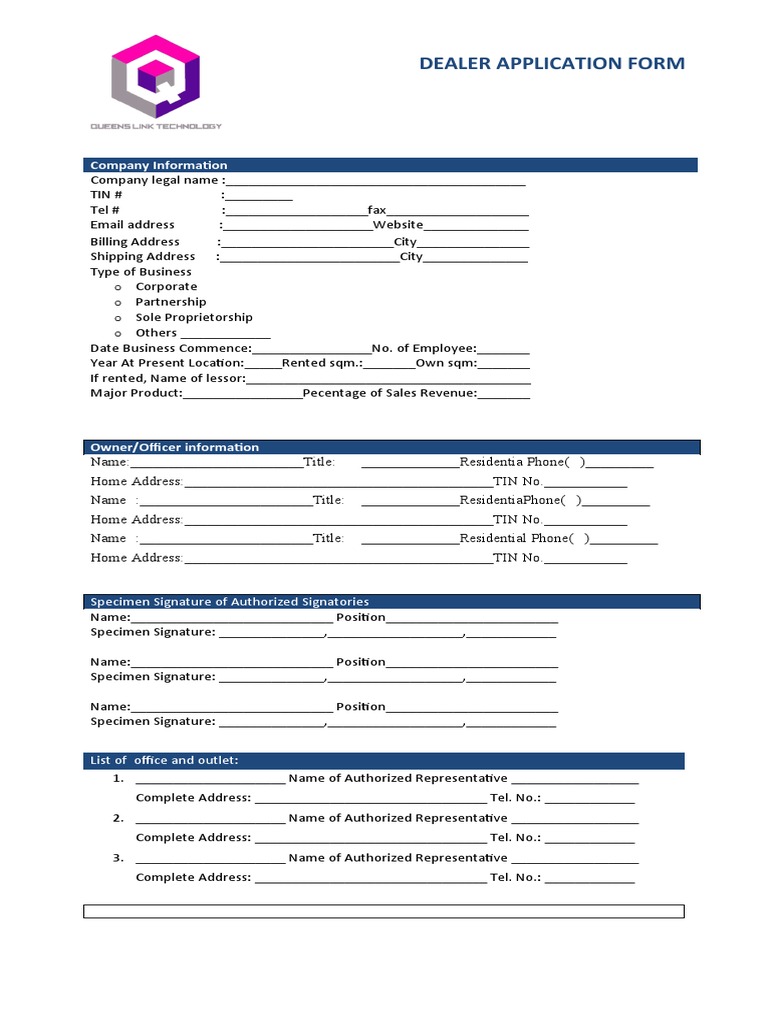 Dealership Application Form New | PDF | Lease | Private Law