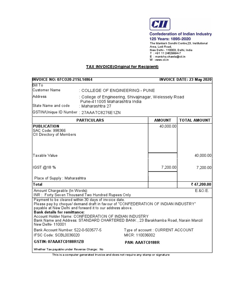 TAX INVOICE (Original For Recipient) | PDF | Invoice | Cheque