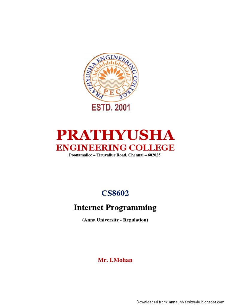 CS8651 Internet Programming (Downloaded From Annauniversityedu ...