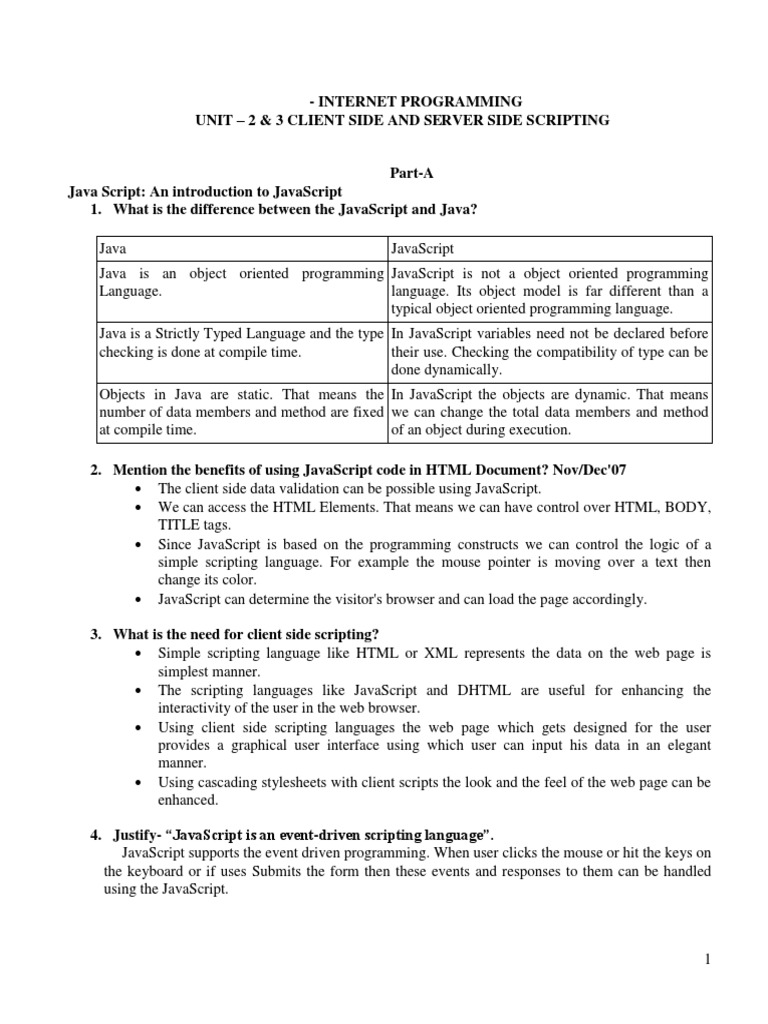Unit II - III | PDF | Dynamic Web Page | Java Script