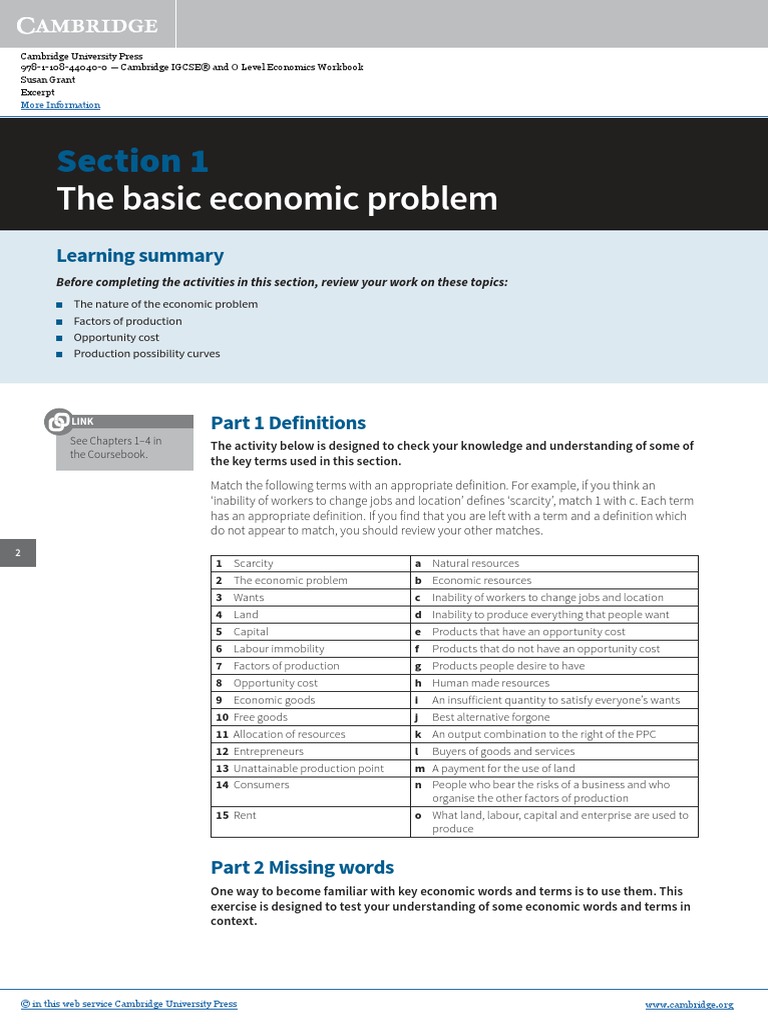 Section 1: The Basic Economic Problem | Download Free PDF | Economics ...