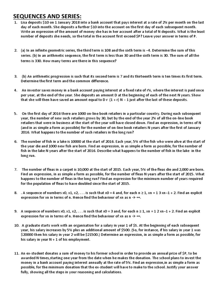 Sequences and Series | Download Free PDF | Interest | Interest Rates