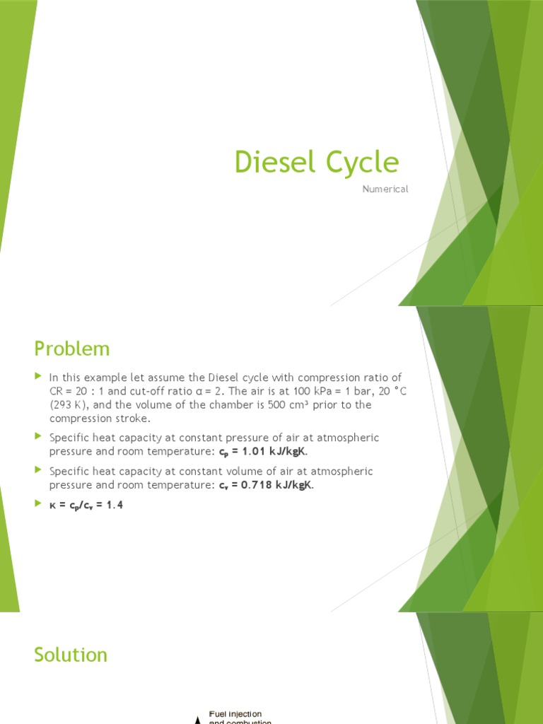 Diesel Cycle Numerical Pdf Diesel Engine Gases
