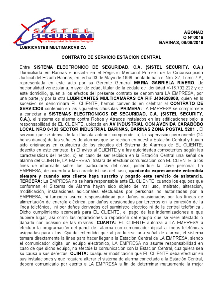 Contrato Monitoreo | PDF | Empresas | Póliza de seguros