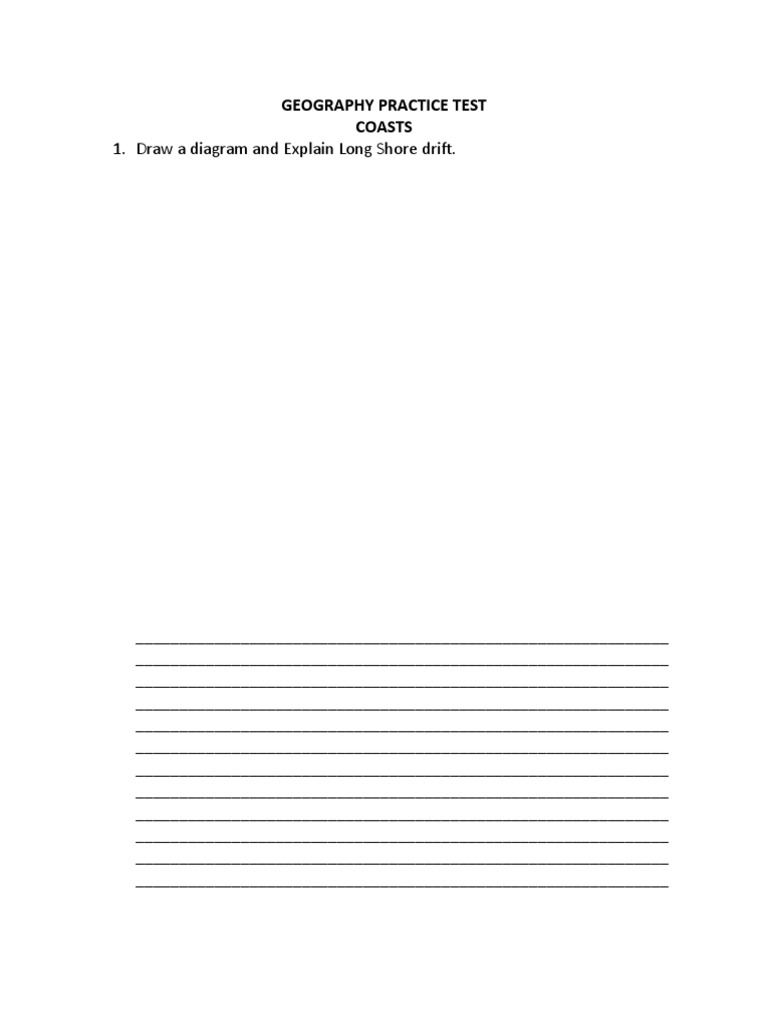 Coasts Geography Practice Test | PDF | Coast | Physiographic Divisions